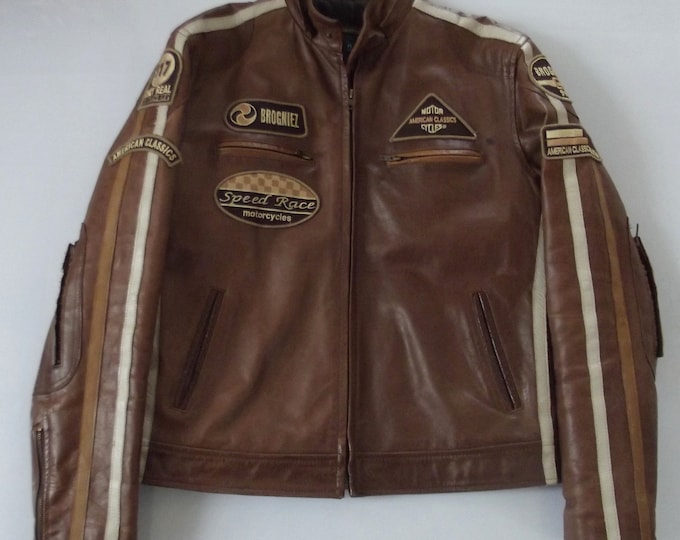 Vintage Leather Motor Jacket, Rockers Jacket, Cafe Racer Jacket ...