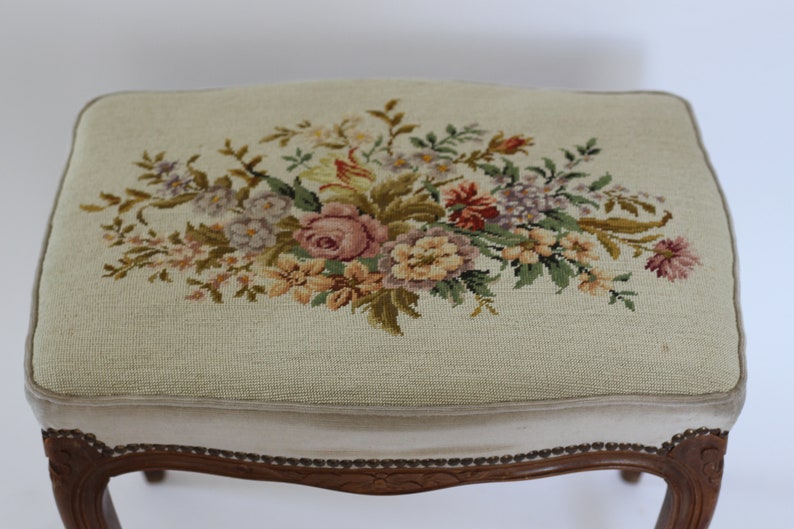 French Louis XV Style Stool, Handcrafted Footstool, Foot Rest, Hallway ...