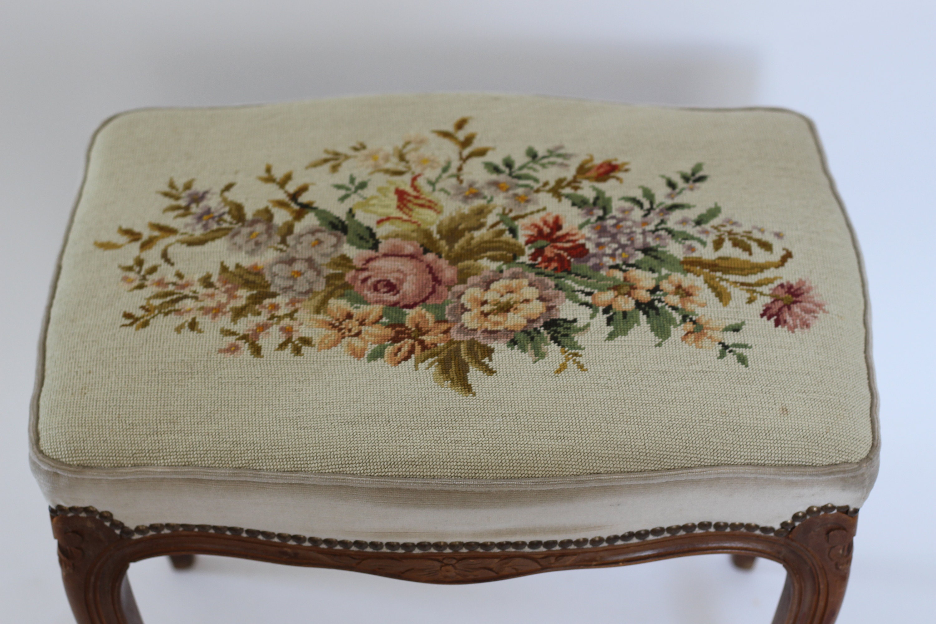 French Louis XV Style Stool, Handcrafted Footstool, Foot Rest, Hallway ...