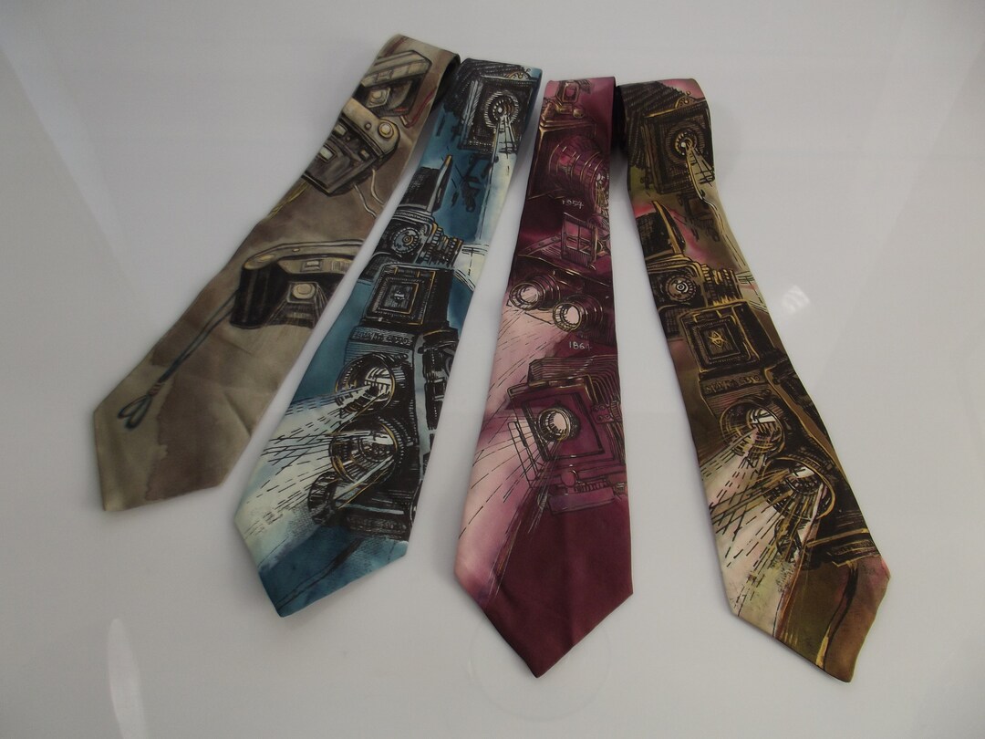 Camera Tie, Photocamera Ties, Old Camera's, Set of 4 Unique Ties, Silk ...