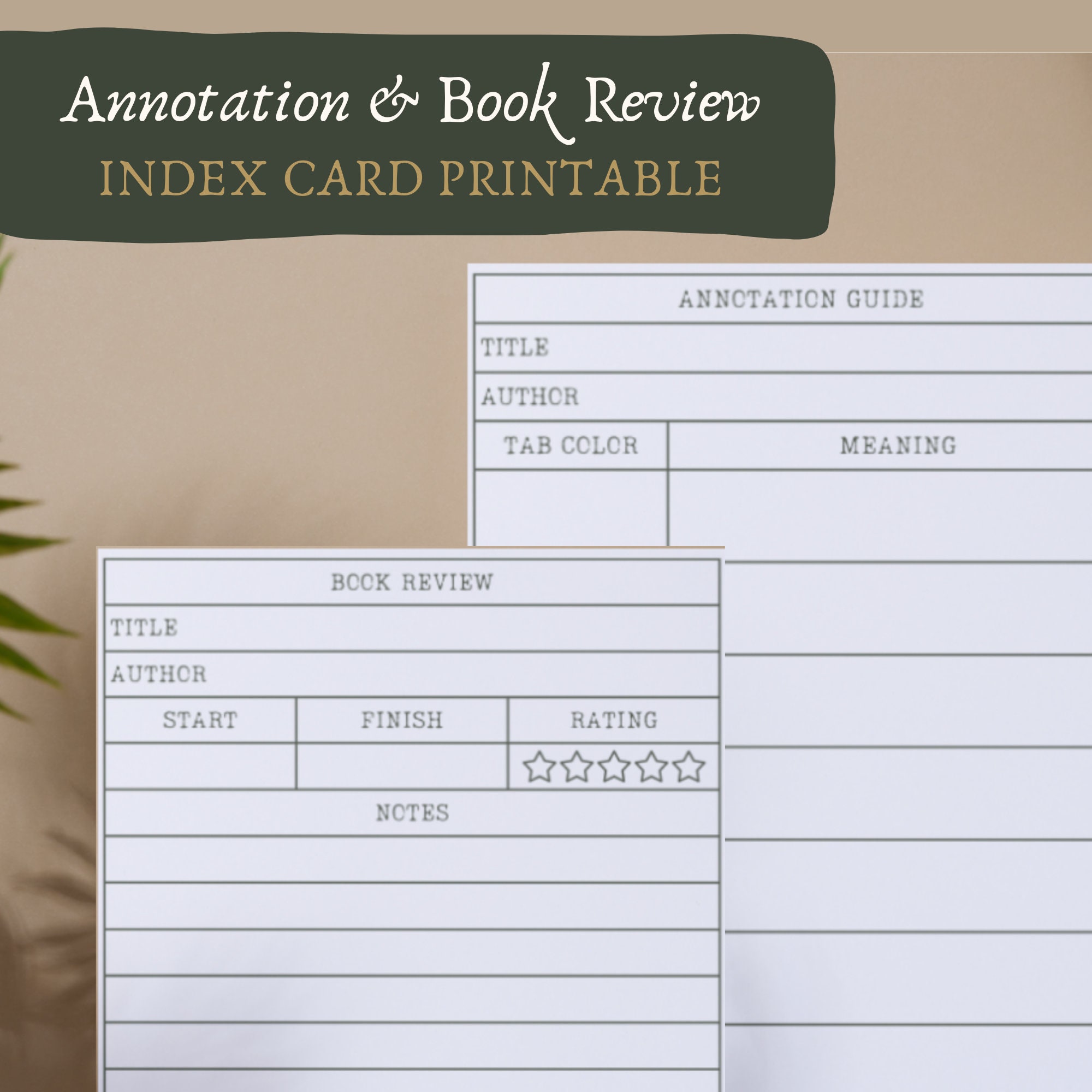 Annotation & Book Review Card Printable - Etsy