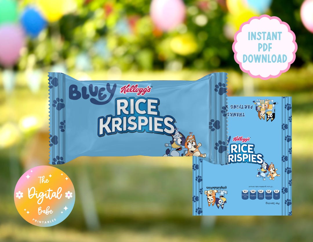 Bluey Rice Krispies Wrapper Party Favor | Digital Download | Party ...