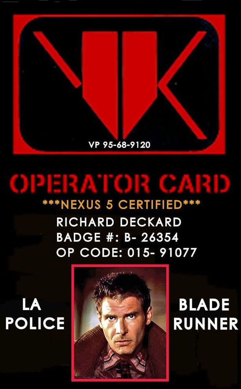 Blade Runner ID And Voight Kampff Cards for Rick Deckard | Etsy