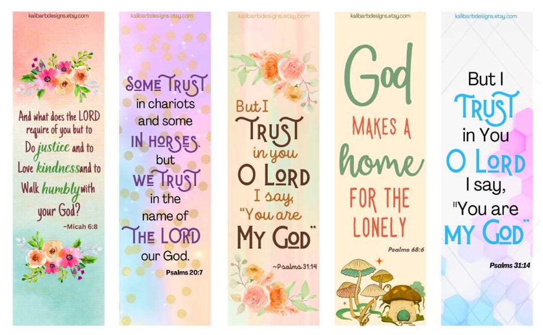 Christian Bookmark Set of 5 Bible Verse Designs. PDF to Download and ...