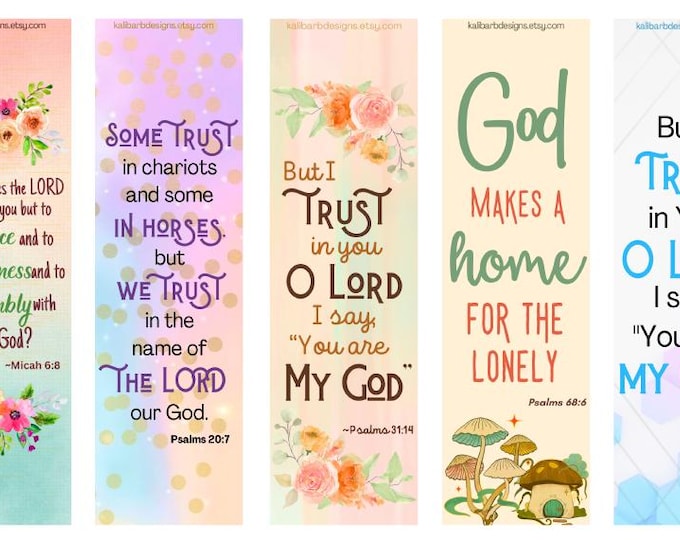 Christian Bookmark Set of 5 Bible Verse Designs. PDF to Download and ...