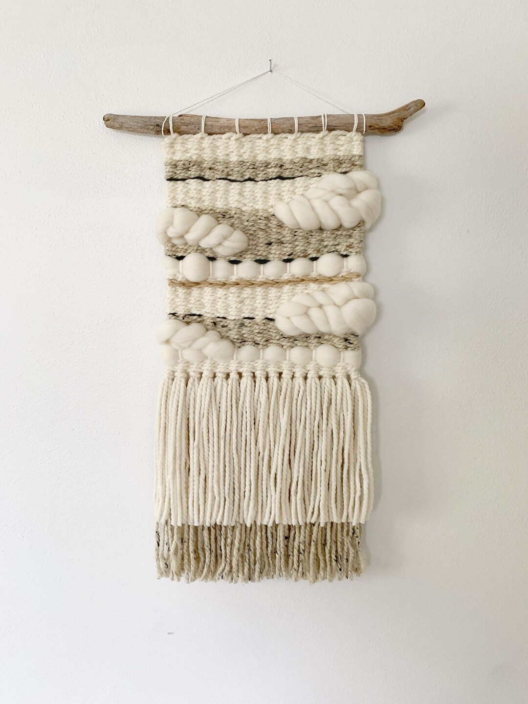 Woven Wall Weaving Macramé Hanging, Tapestry "neutral Clouds" - Etsy