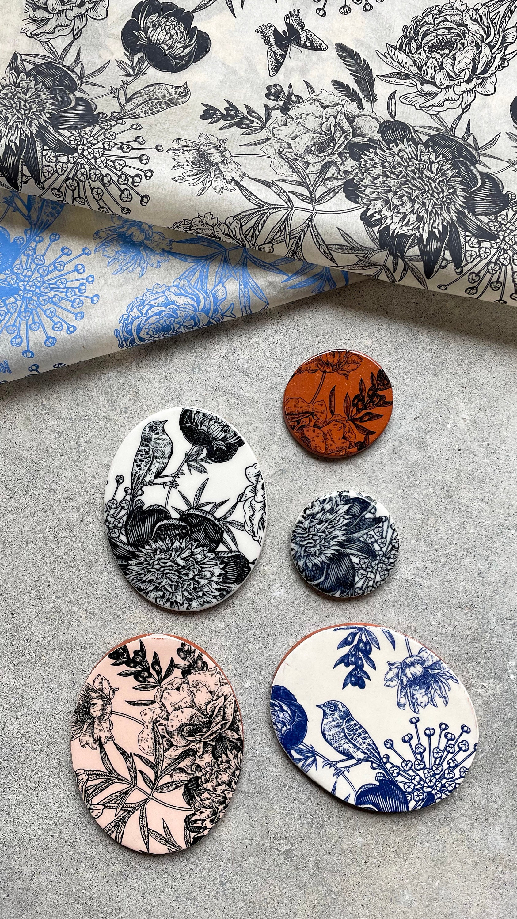 Underglaze Ceramic Transfer Decal - Vintage Floral & Birds - Flor Y ...