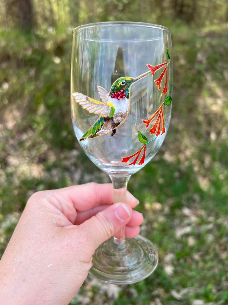 Hummingbird Wine Glass Bird Wine Glass - Etsy