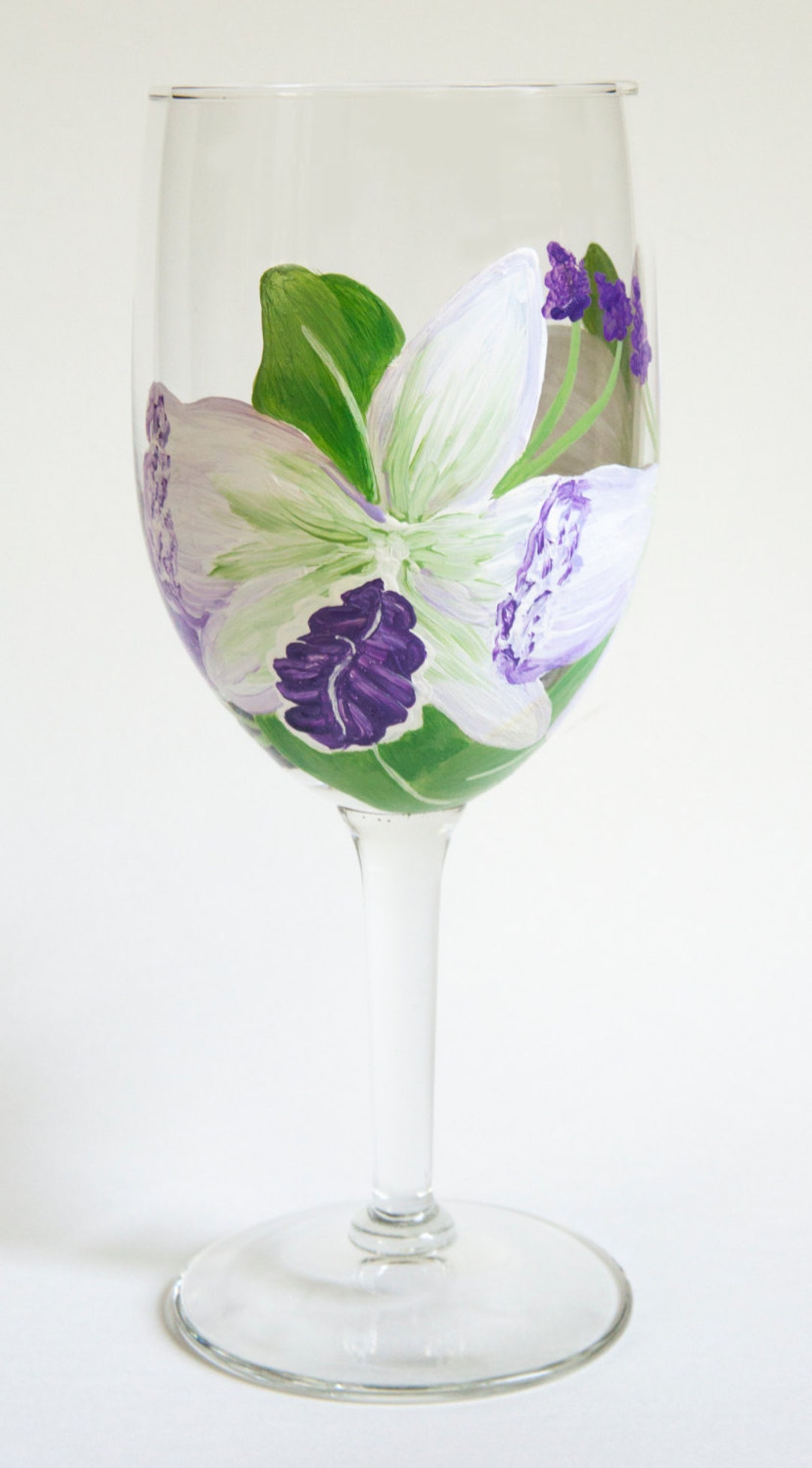 Orchid Wine Glass Orchid Glass Hand Painted Orchid Wine - Etsy