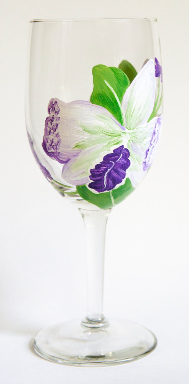 Orchid Wine Glass Orchid Glass Hand Painted Orchid Wine | Etsy