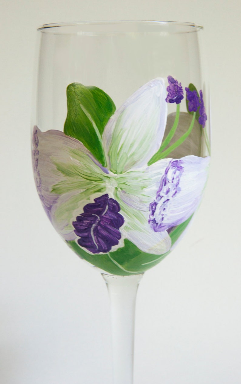 Orchid Wine Glass Orchid Glass Hand Painted Orchid Wine | Etsy
