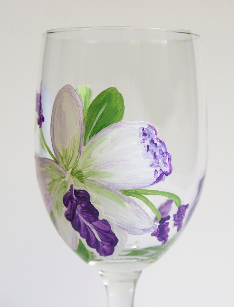 Orchid Wine Glass Orchid Glass Hand Painted Orchid Wine | Etsy