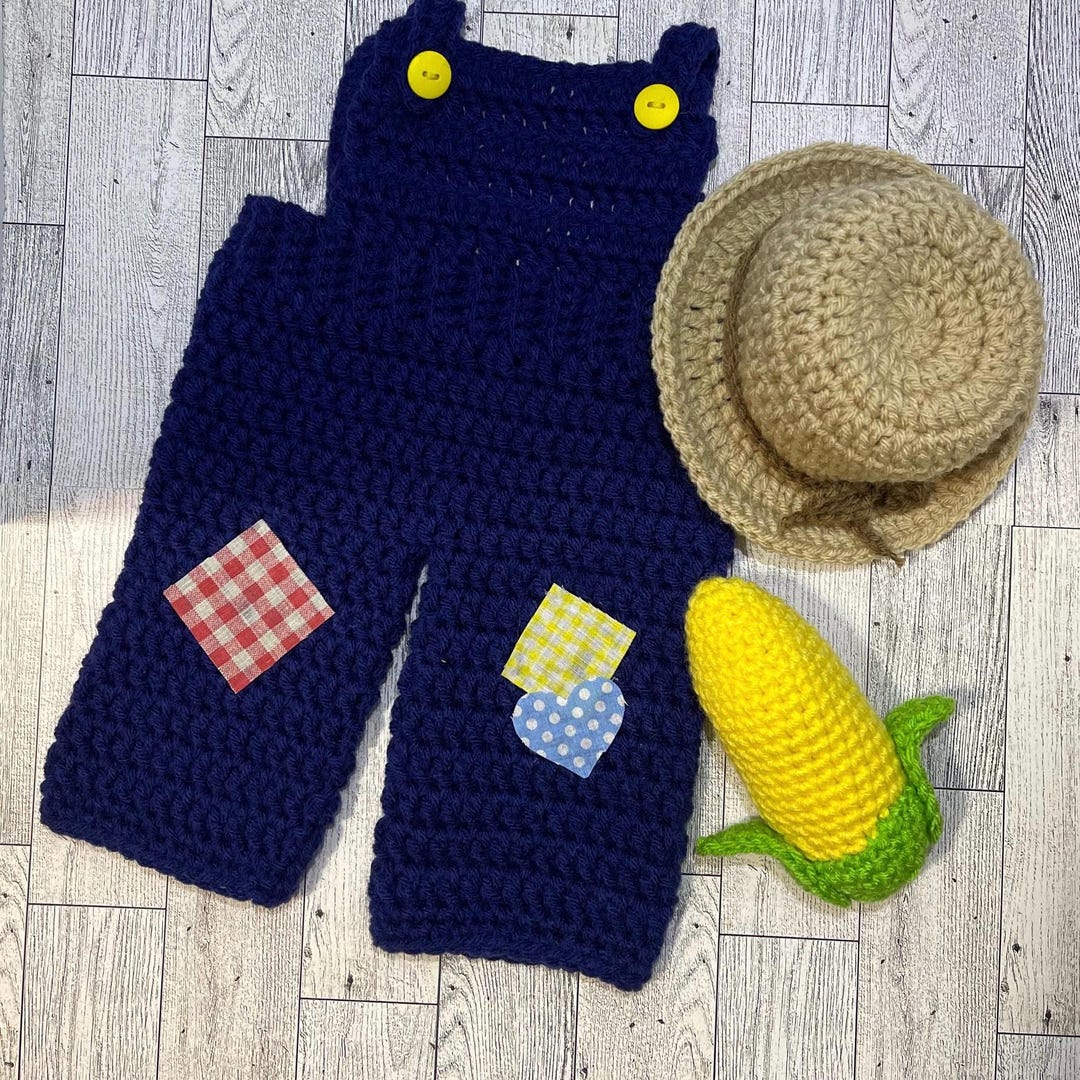 Farmer Outfit Photo Prop Crochet Photography Props Fall Baby Outfit ...