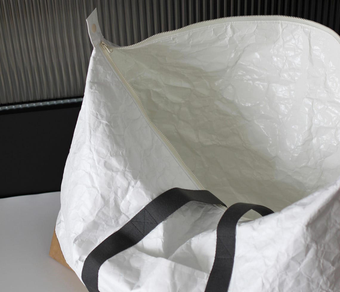 Minimalist Tyvek® and Washable Paper Boston Bag, Eco-friendly Vegan ...