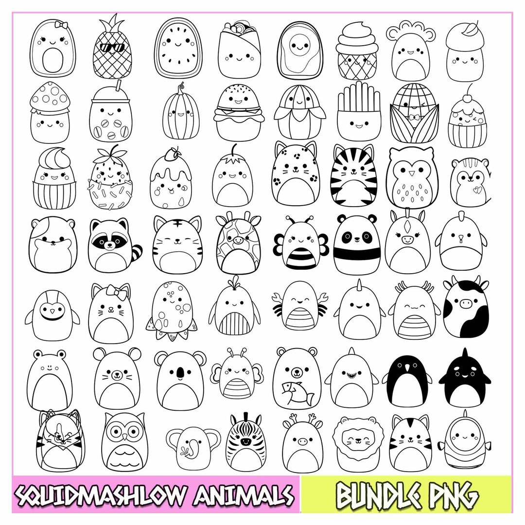 Mega Bundle Squishmallow Png Clipart, Cute Printable Sticker ...