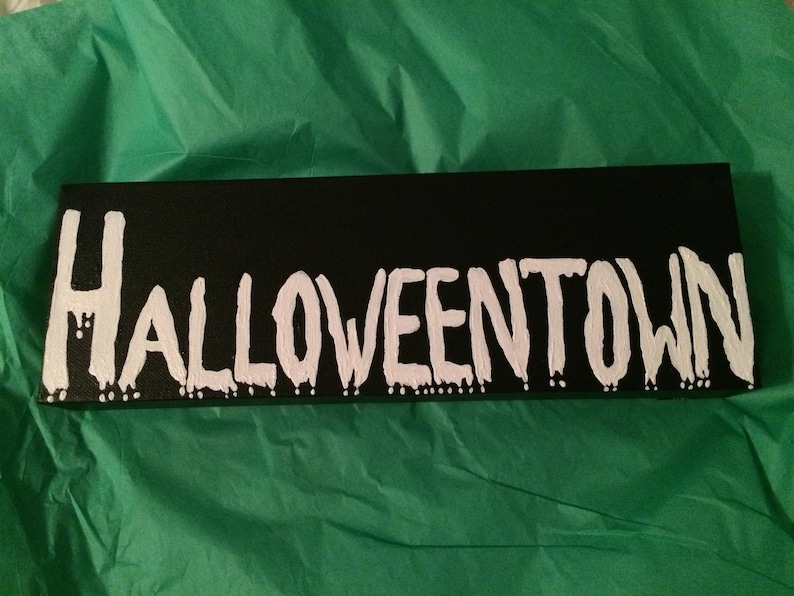 Halloweentown Creepy Font Painted Canvas Sign | Etsy