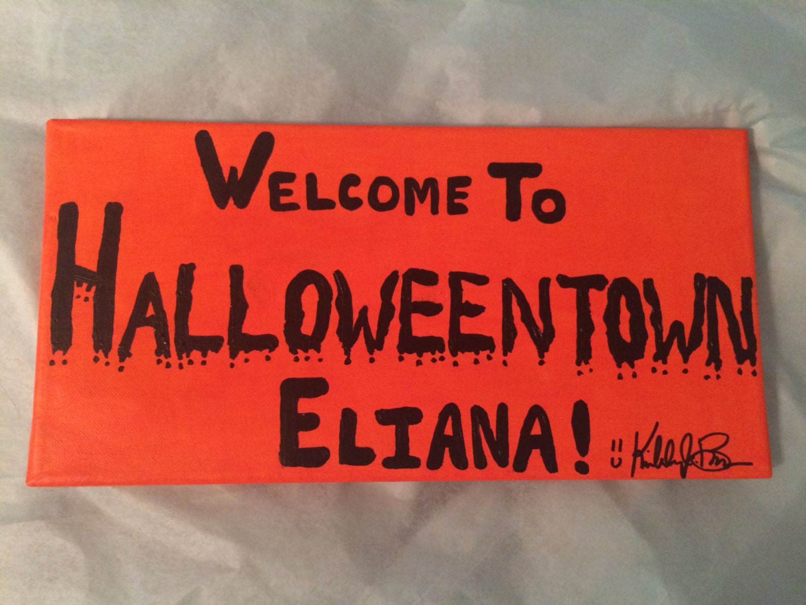 Halloweentown Creepy Font Painted Canvas Sign | Etsy