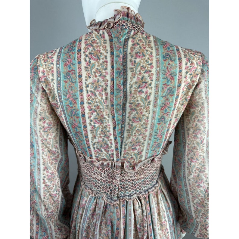 1960s Prairie Cottagecore High Neck Floral Striped Maxi Dress - Etsy