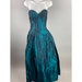 1980s Sharkskin Taffeta Teal Black Color Shift Sweetheart Neck Prom ...