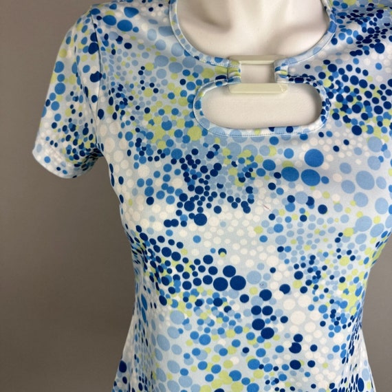 Vtg 90s does 60s Blue Polka Dot Cut Out Mini Gogo Dre… - Gem