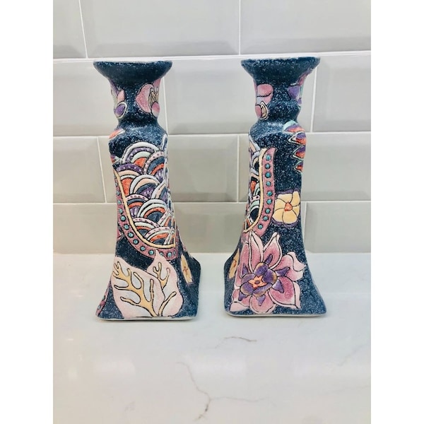 Painted Candlesticks - Etsy