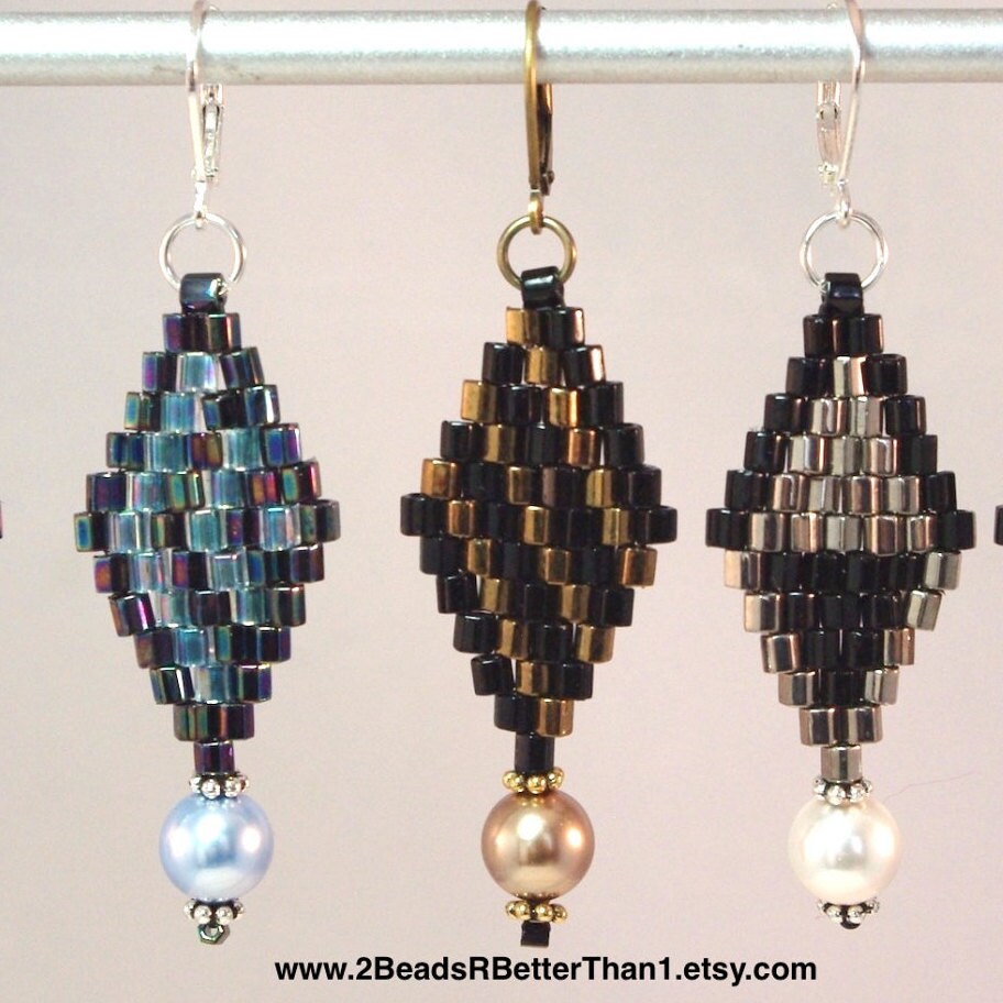 Diamond and Pearl Earrings E-pattern PDF Download - Etsy