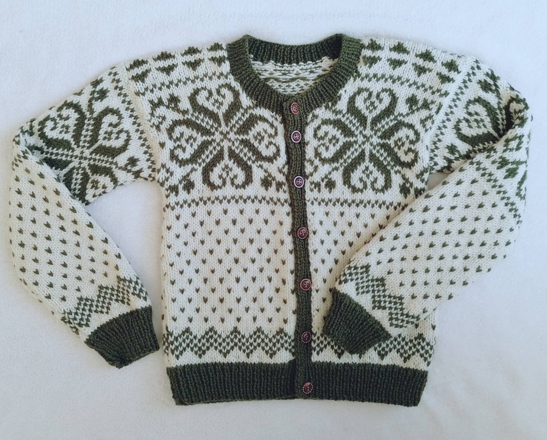 Norwegian Cardigan, Nordic Wool Sweater, Unisex Cardigan, Fairisle ...