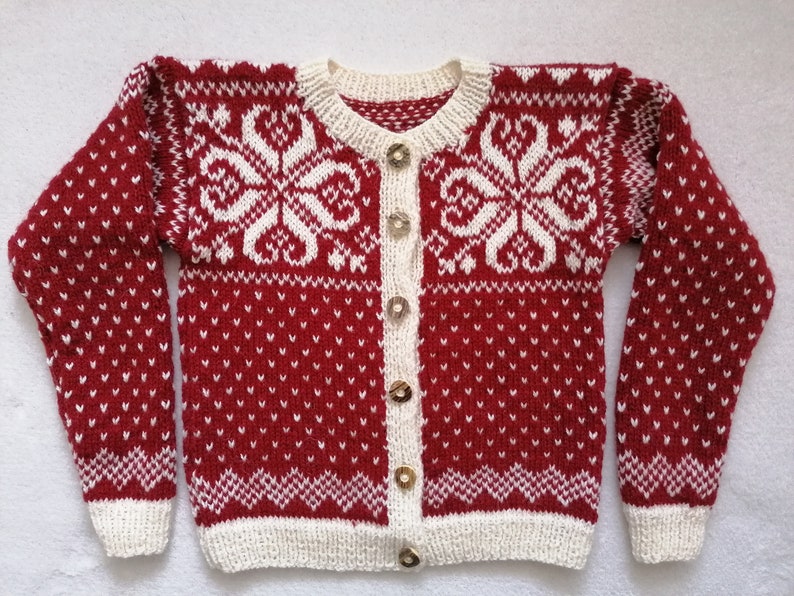 Norwegian Cardigan Nordic Style 100% Wool Cardigan With - Etsy