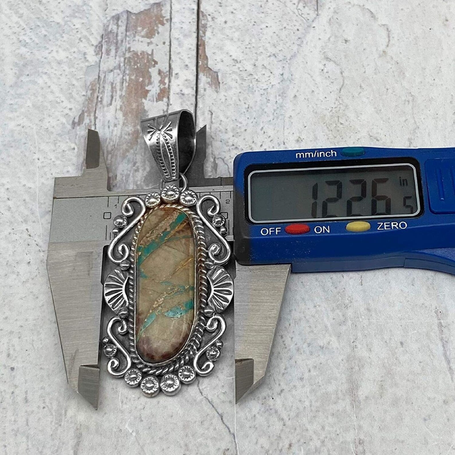 Genuine Royston Ribbon Turquoise Pendant Navajo Native | Etsy