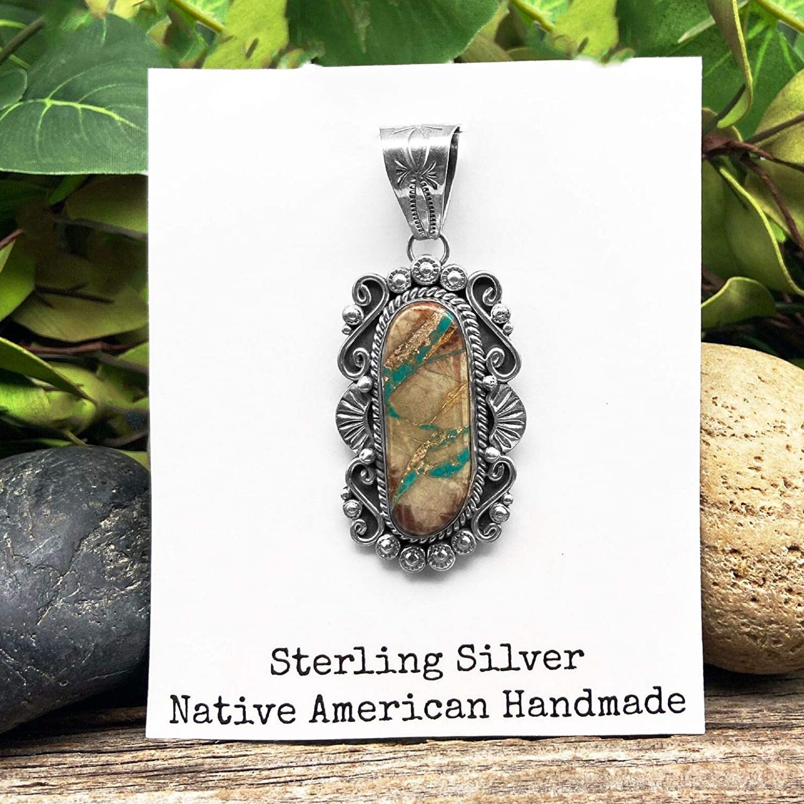 Genuine Royston Ribbon Turquoise Pendant Navajo Native - Etsy