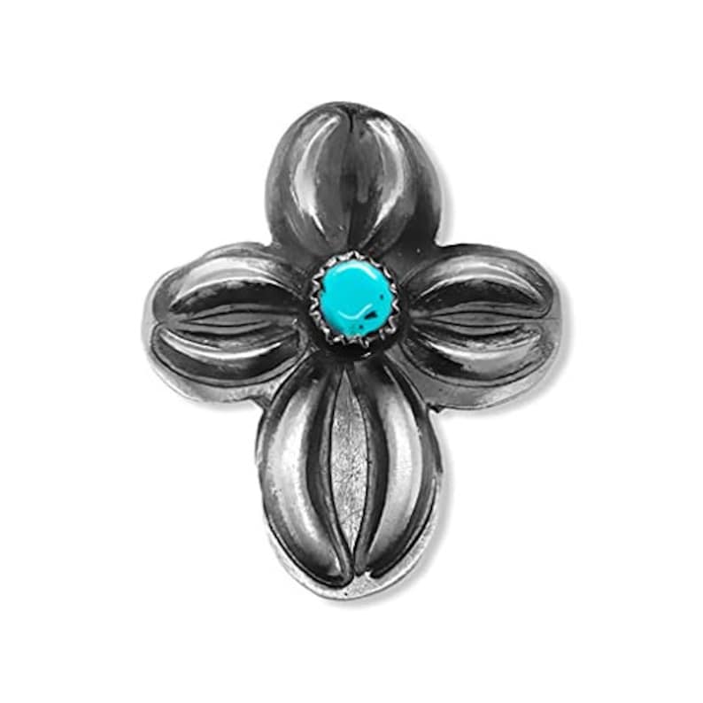 Genuine Kingman Turquoise Cross Ring, Oxidized Sterling Silver ...