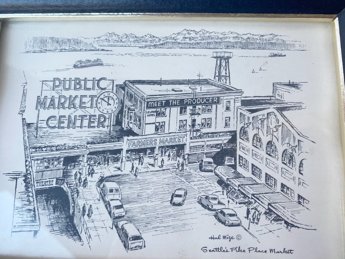 Hal Mize Pike Place Market Seattle Print Pen & Ink Drawing - Etsy