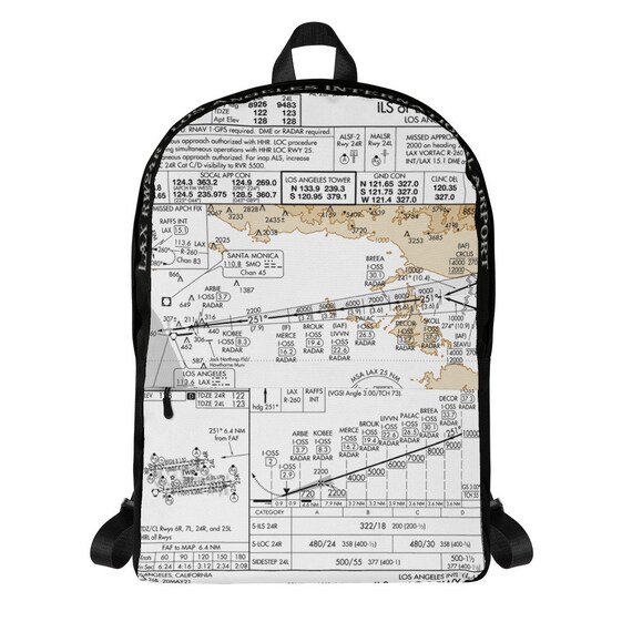 LAX Rwy 24R Airport Landing Map Canvas Backpack Men's - Etsy