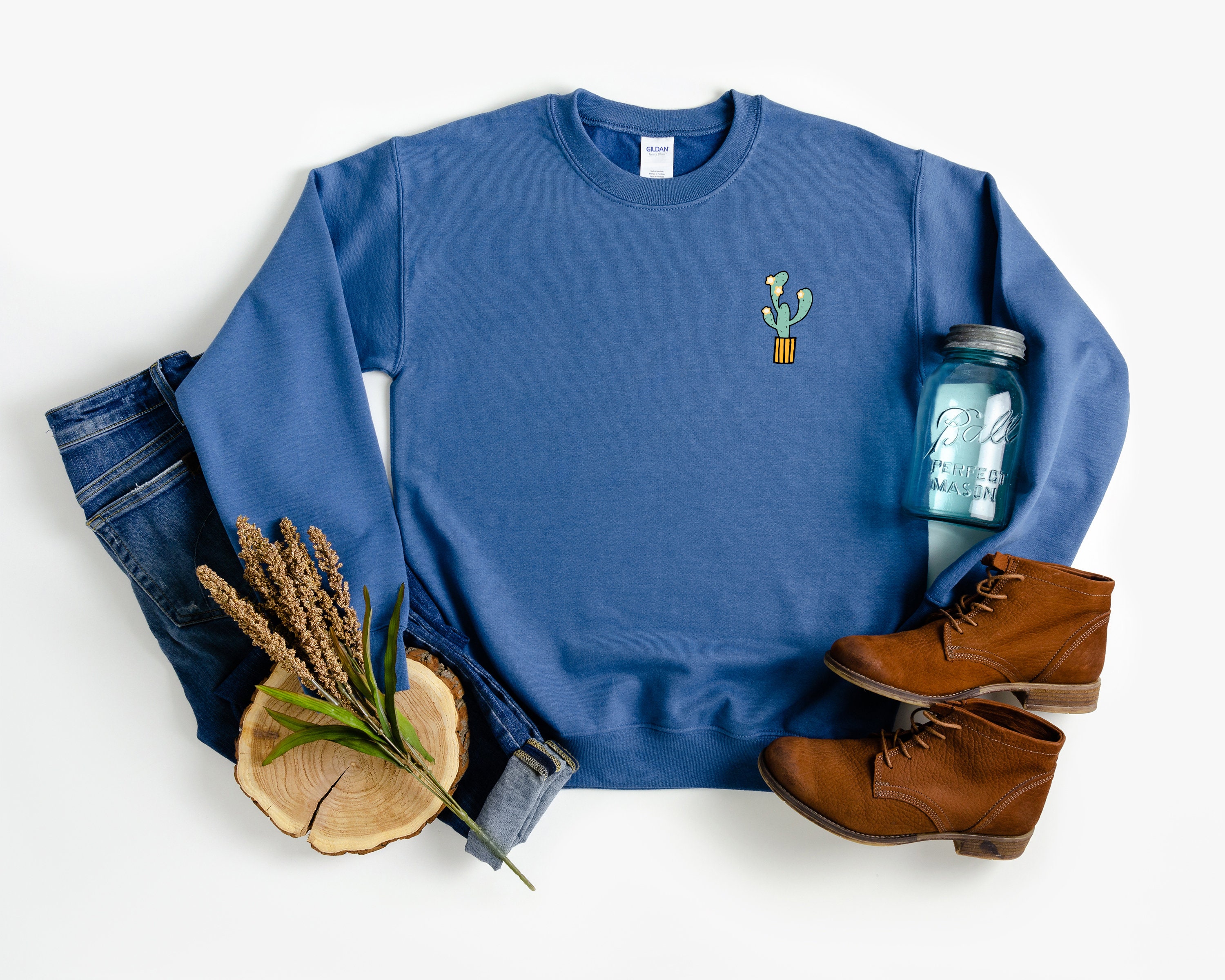 Cactus pocket sweatshirt women's jumper cute sweater for | Etsy