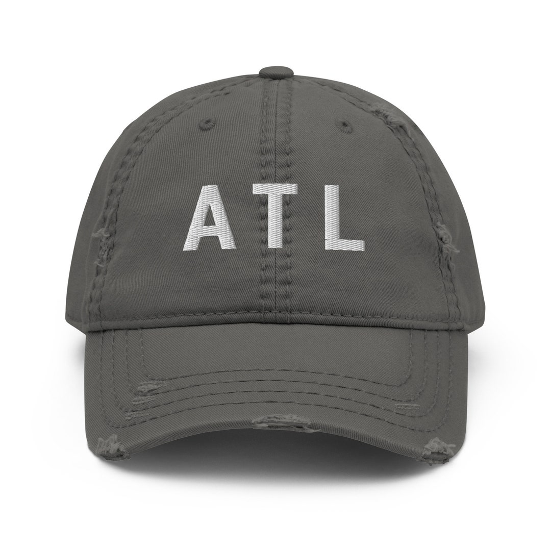 Atlanta ATL Airport Code Distressed Hat for Men's Embroidered Pilot ...