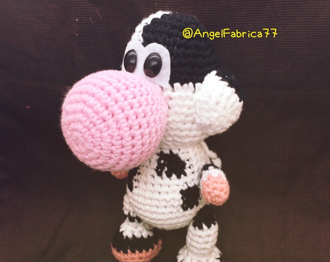 Yarn Moo Moo Yoshi,crochet Cow Yoshi Amigurumi, Wii U Yoshi's Woolly ...