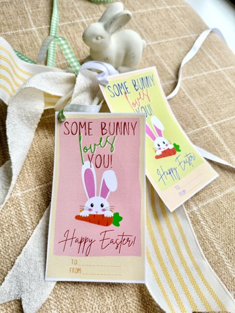 Easter Gift Tag, Some Bunny Loves You, Easter Basket, Printable, Gift ...