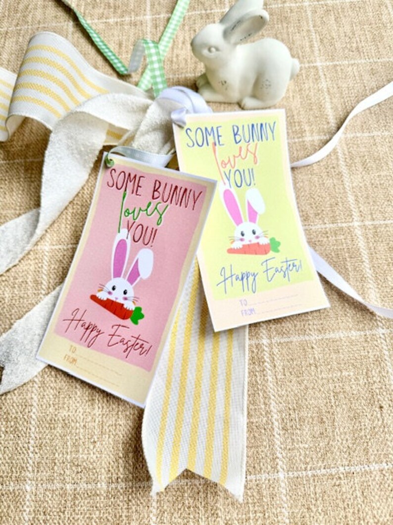 Easter Gift Tag, Some Bunny Loves You, Easter Basket, Printable, Gift ...