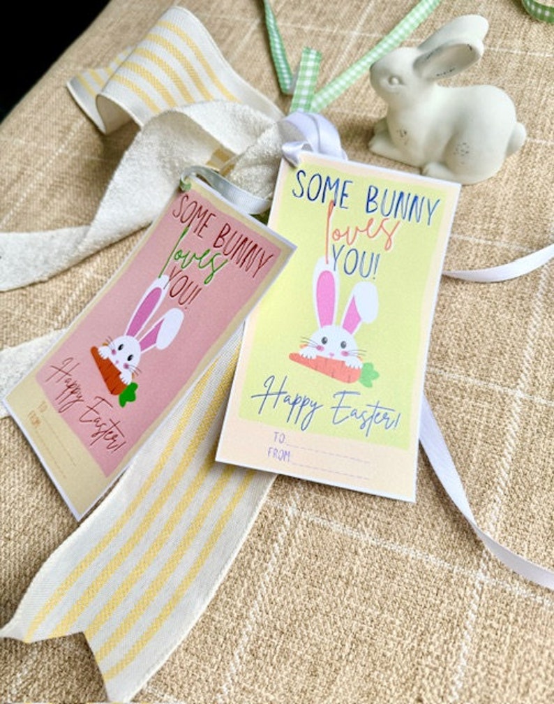 Easter Gift Tag, Some Bunny Loves You, Easter Basket, Printable, Gift ...