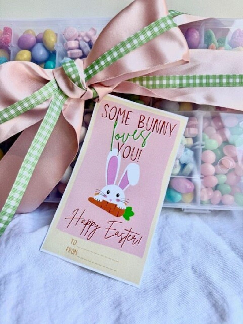 Easter Gift Tag, Some Bunny Loves You, Easter Basket, Printable, Gift ...