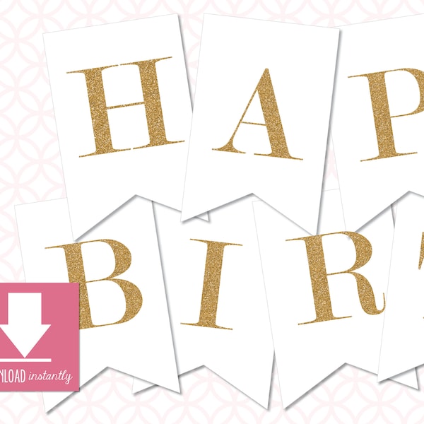 Happy Birthday Pennant Banner Printable - Etsy