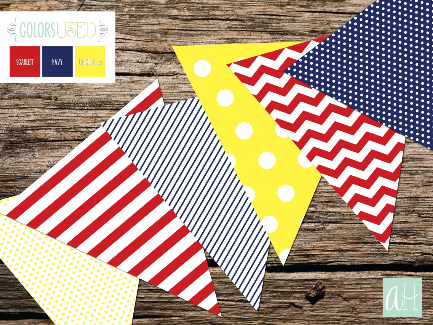 Printable Assorted Pennant Flag Banner: Assorted Primary Colors ...
