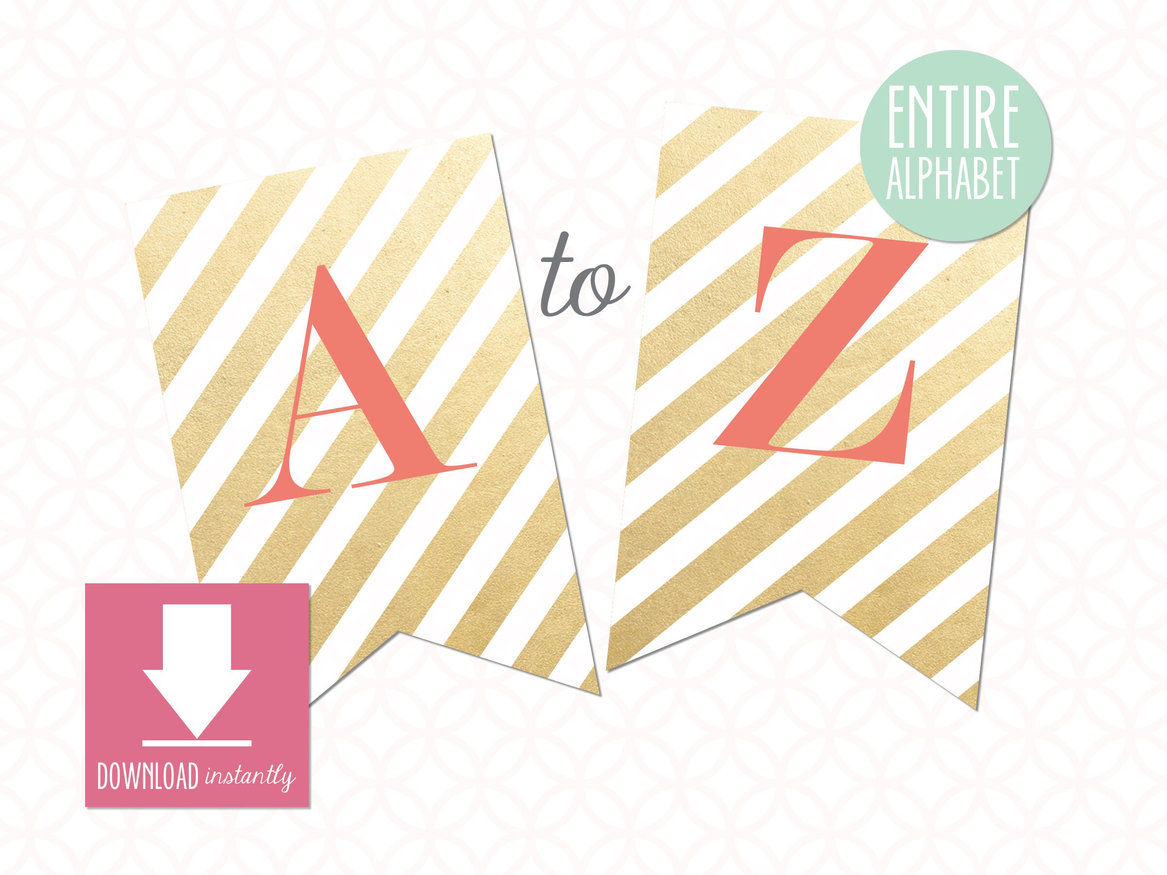 Printable Pennant Banner That Includes Entire Alphabet: Gold - Etsy