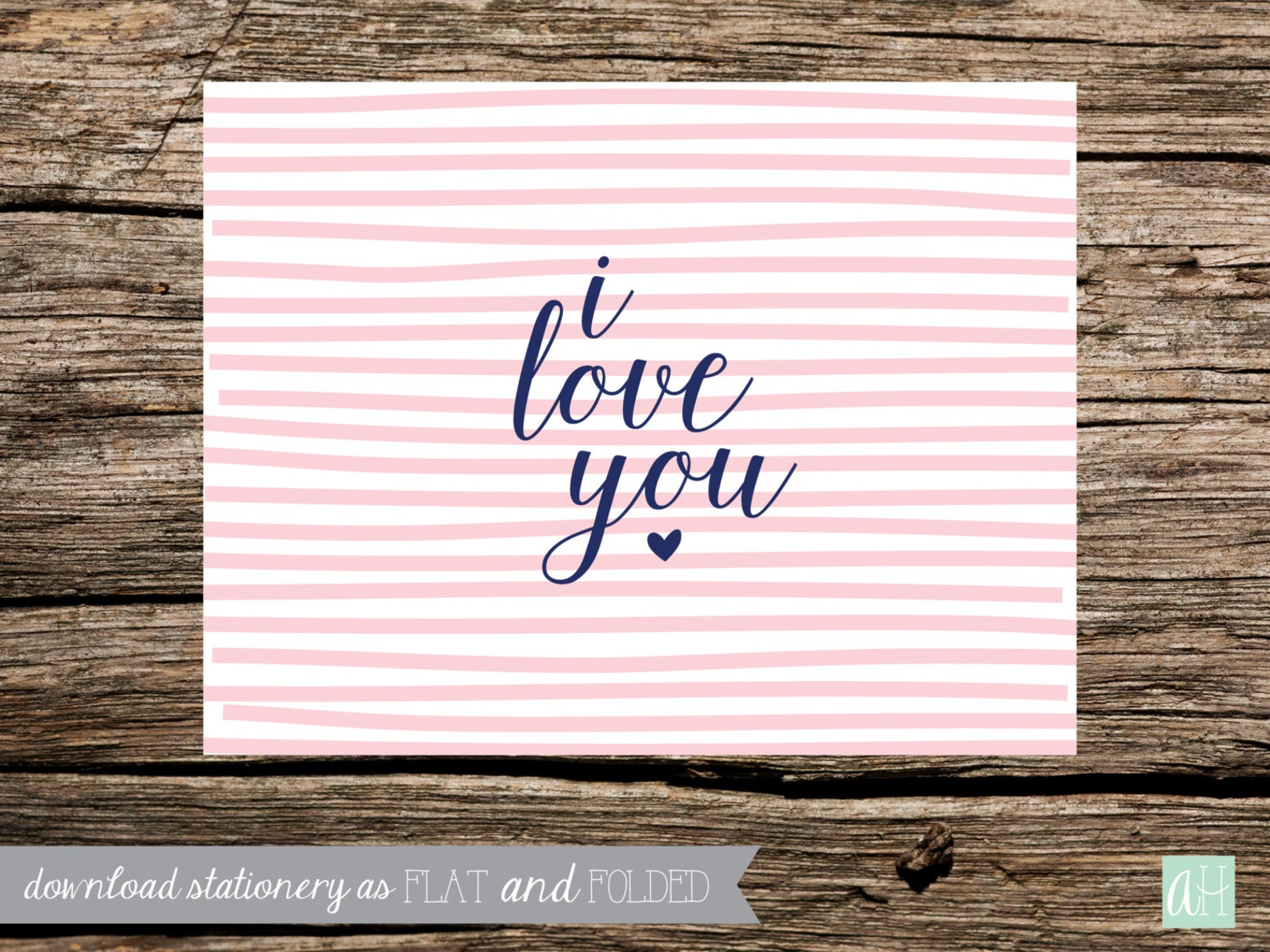 Printable I Love You Stationery: Instant Download as Flat and Folded ...