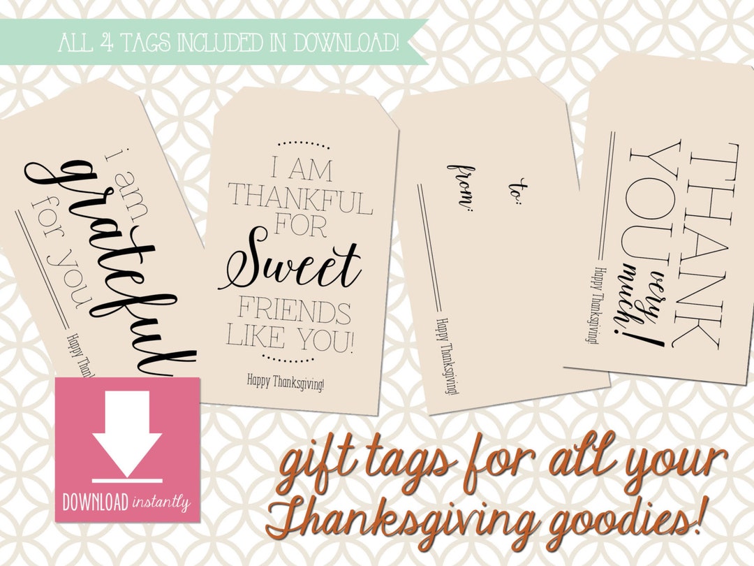 Printable Small Gift Tags for Thanksgiving Goodies: Instant Download ...