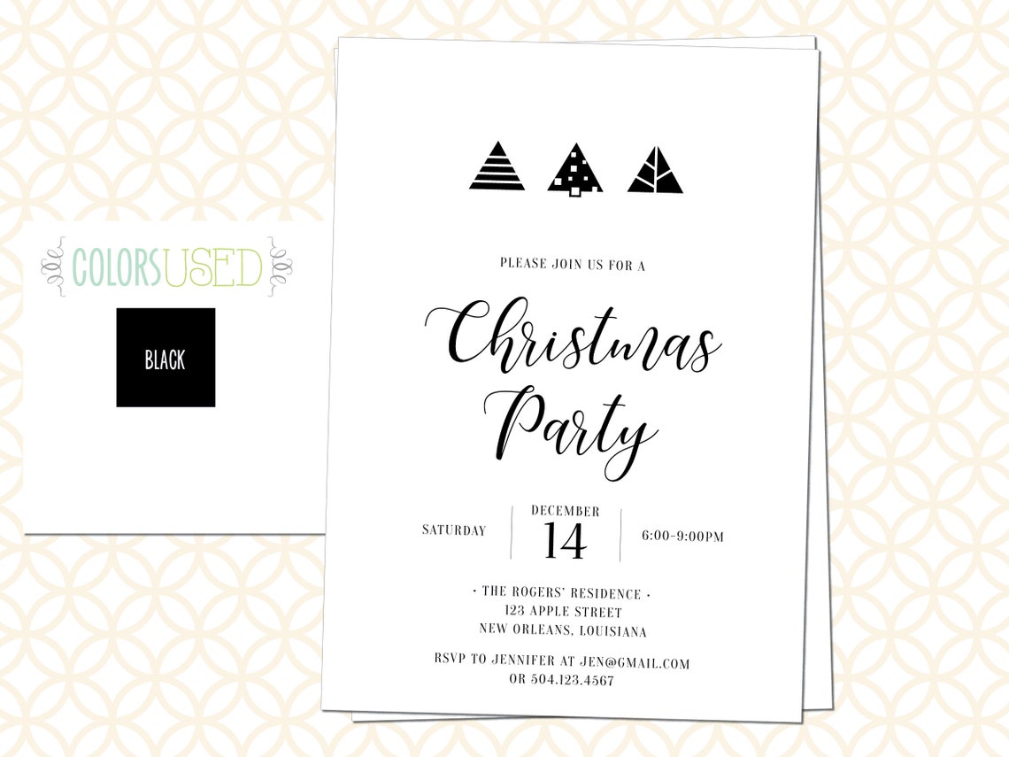 Printable CHRISTMAS PARTY Invitation, Holiday Party, Customizable, 5in ...