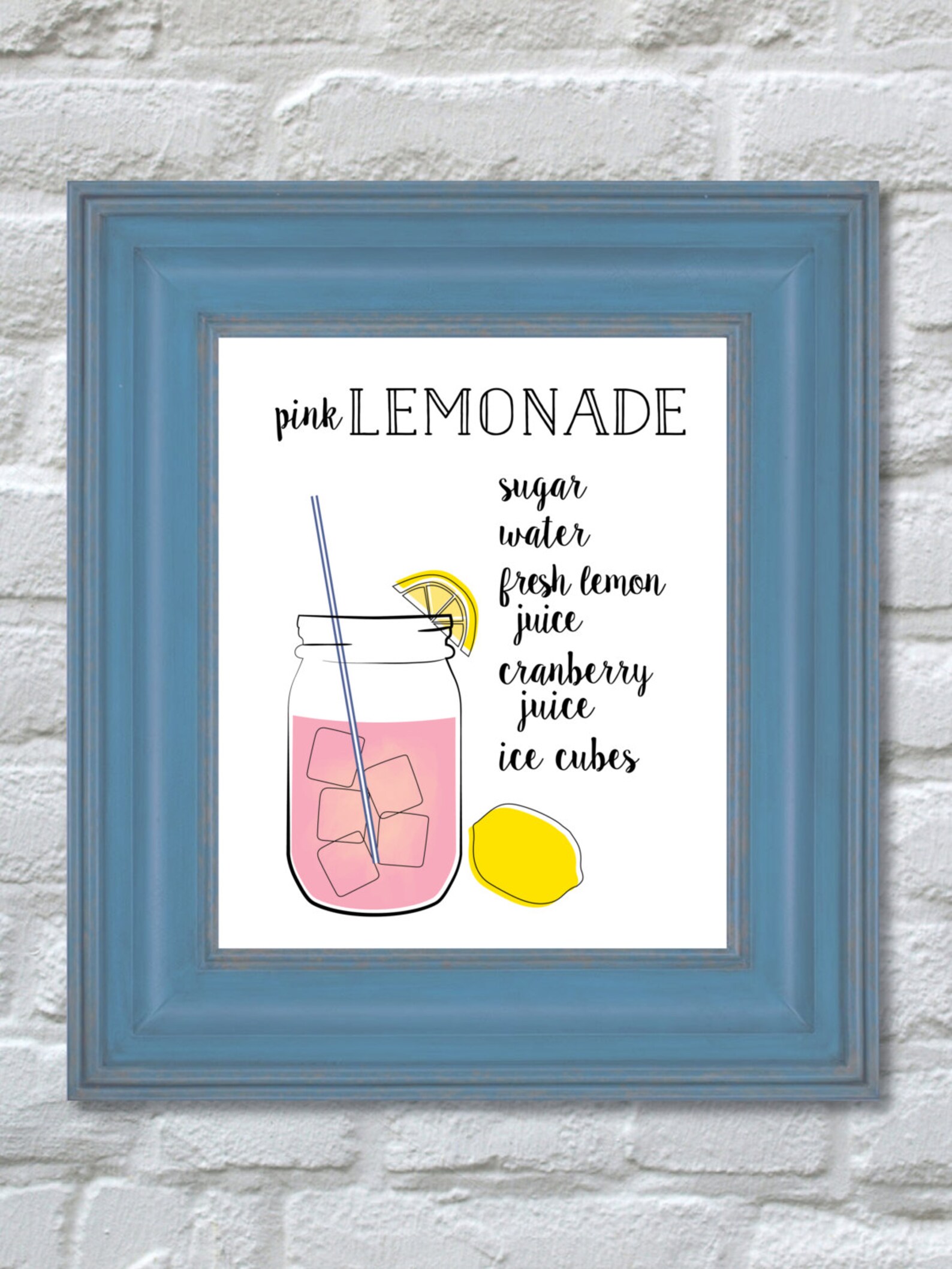 Printable Pink Lemonade Recipe Sign: Instant Download as an 8.5in X ...