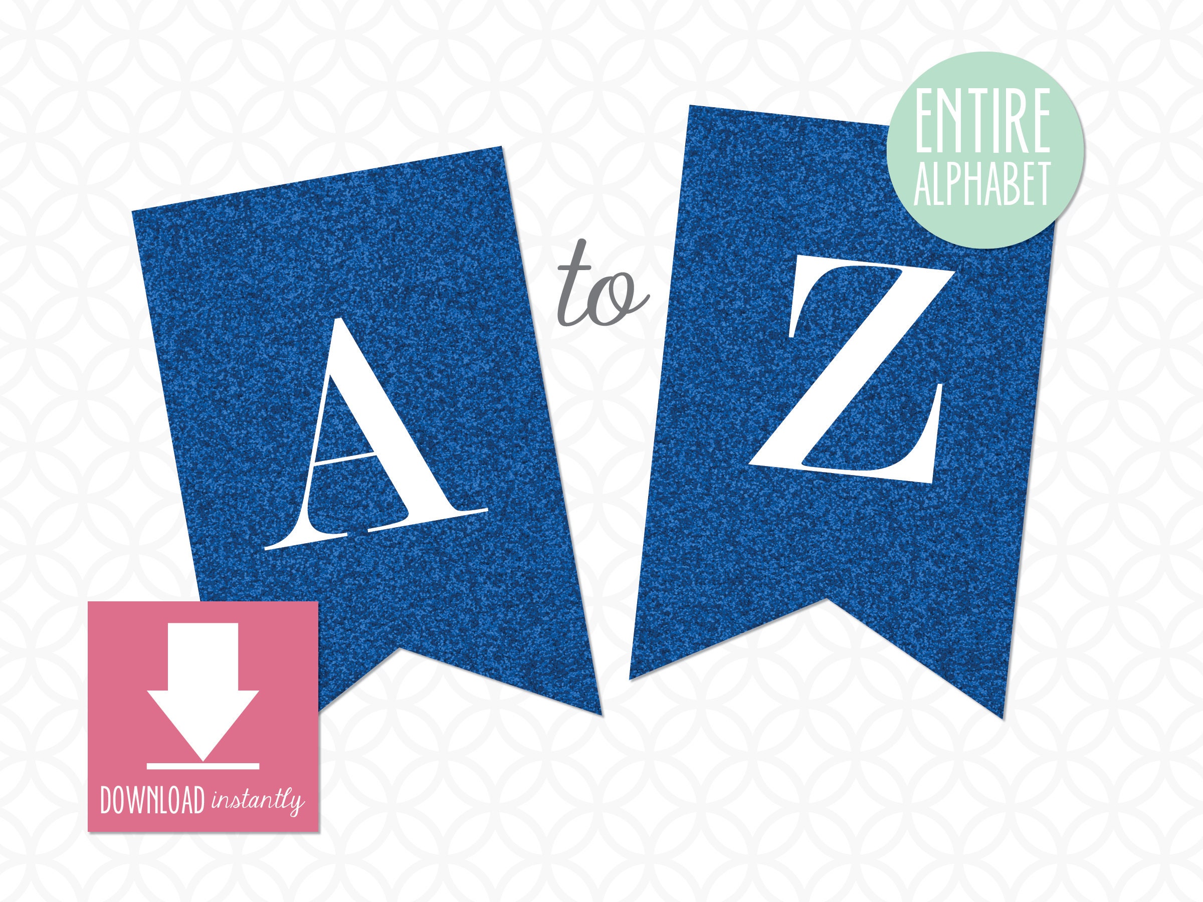 Printable Pennant Banner That Includes Entire Alphabet: Blue - Etsy