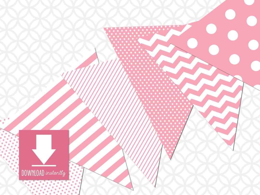 Printable Assorted Pennant Flag Banner: Lipgloss Pink Banner (instant ...