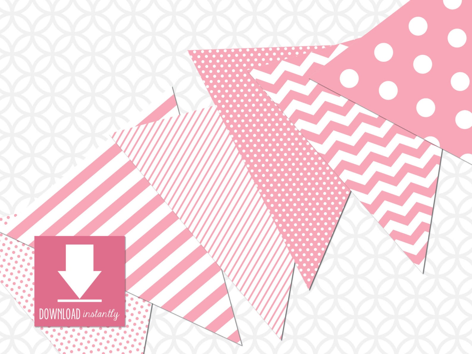 Printable Assorted Pennant Flag Banner: Lipgloss Pink Banner instant ...